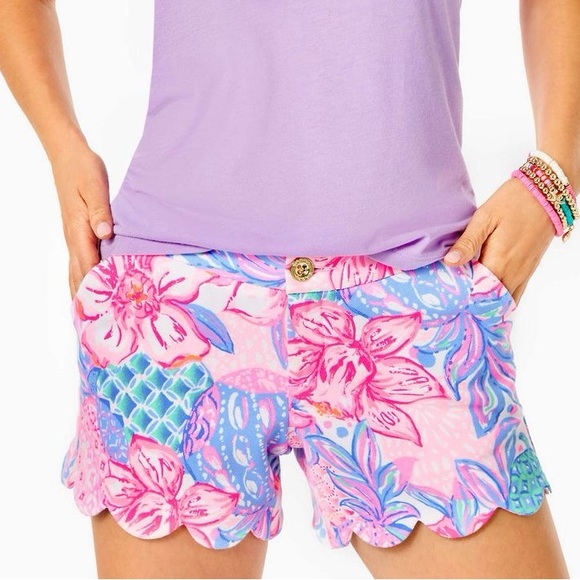 Lilly Pulitzer | Shorts | New Lilly Pulitzer 5 Buttercup Knit Short Pink Isle Snappy Turtle ...